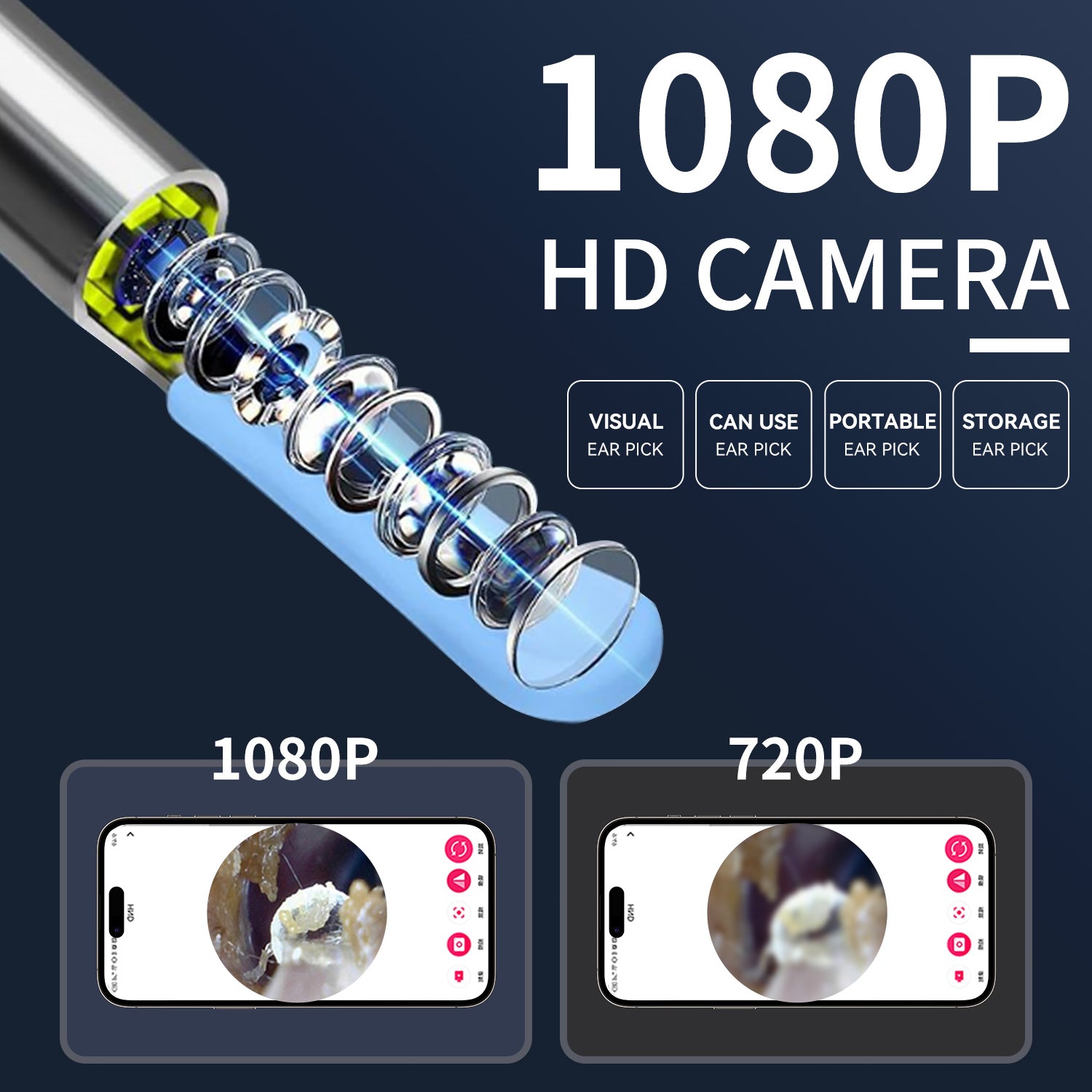 Visual Ear Pick with HD Camera & LED Light Safe ear-cleaning tool feat ...